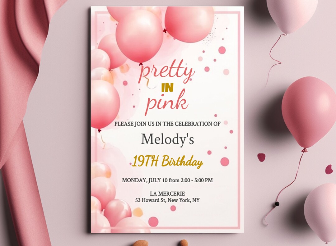 Pink Birthday Invitation,sweet 16 Invitation Pink,princess Birthday ...