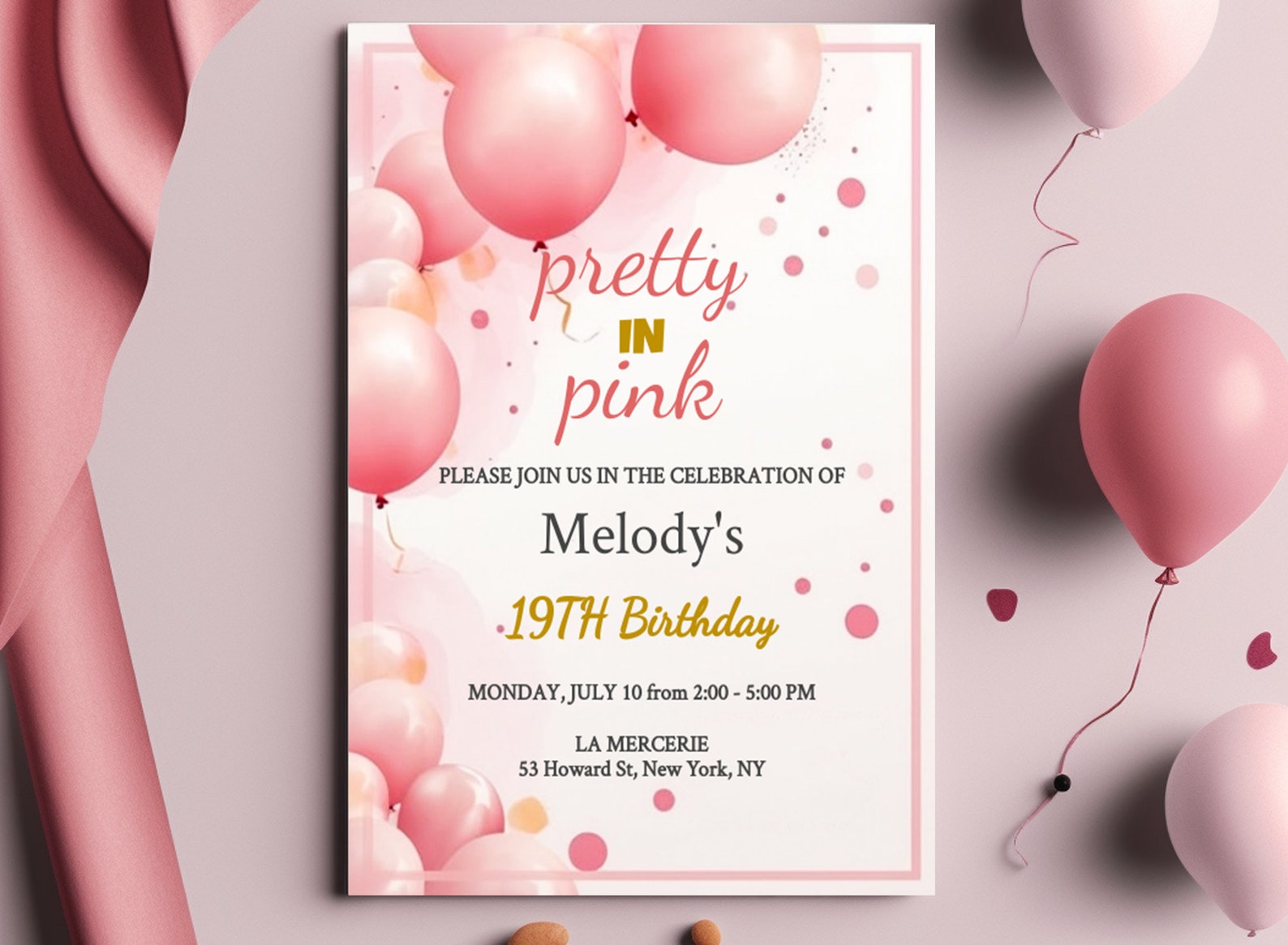 Pink Birthday Invitation,sweet 16 Invitation Pink,princess Birthday ...
