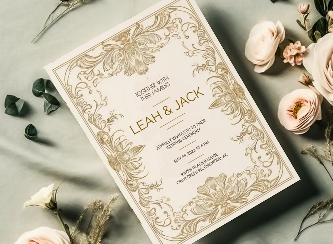 Classic Wedding Invitation Template,traditional Wedding Invitation ...