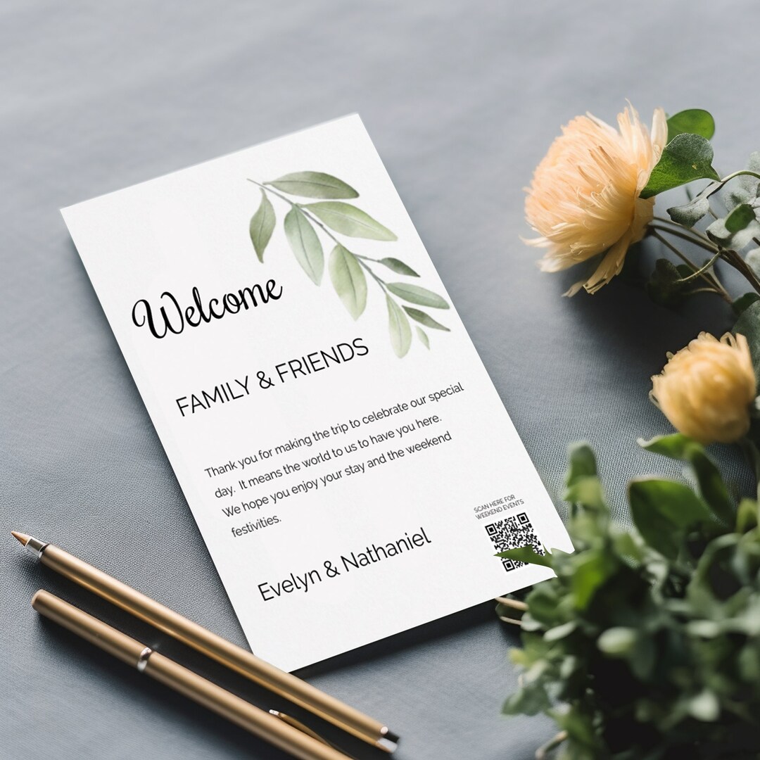 Welcome Bag Card,welcome Bag Card Template,wedding Welcome Card,welcome ...