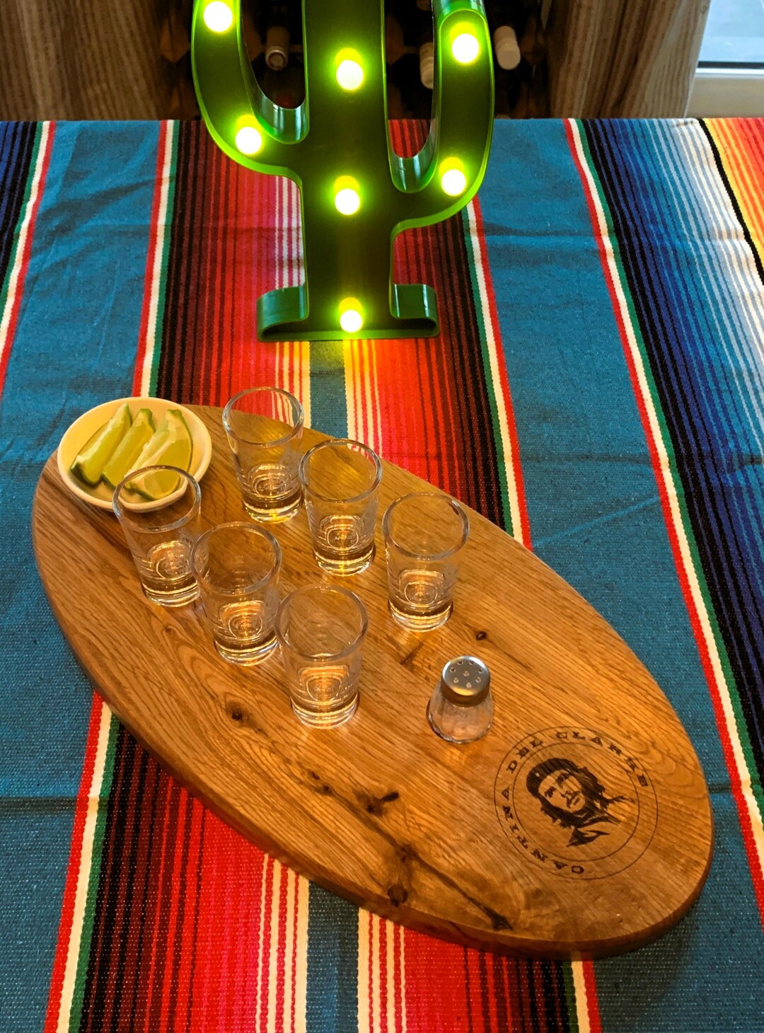 Personalized Tequila Shot Flight Set, Upcycled Oak Wood, Housewarming ...