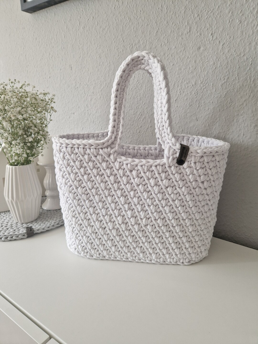 Shoppers Bag Crocheted Office Bag Market Bag Top Handle Bag Crochet Bag ...