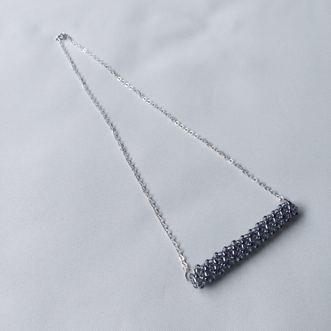 Wren Short Silver Chain With Beaded Bar - Etsy