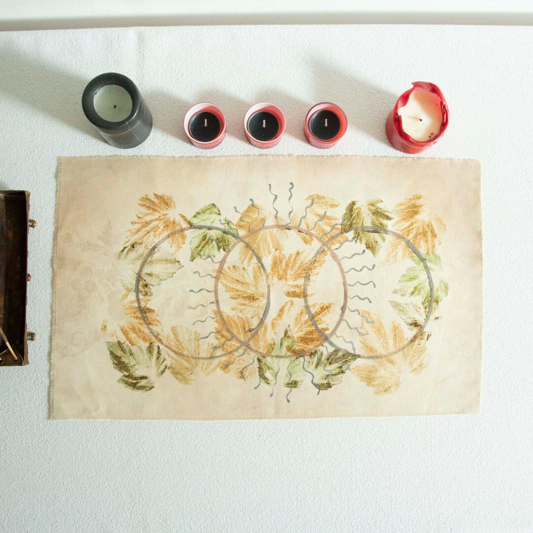Altar Tarot Card Cloth, Eco Print, OOAK, Divination Ceremonial Cloth ...