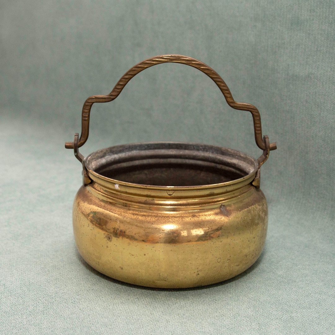 Vintage Brass Bowl, Witch Cauldron With Handle, Ritual Offering Pot ...