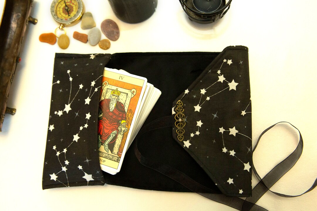 Tarot Card Wrap, Tarot Card Bag, Tarot Case, Black Tarot Pouch, Tarot ...