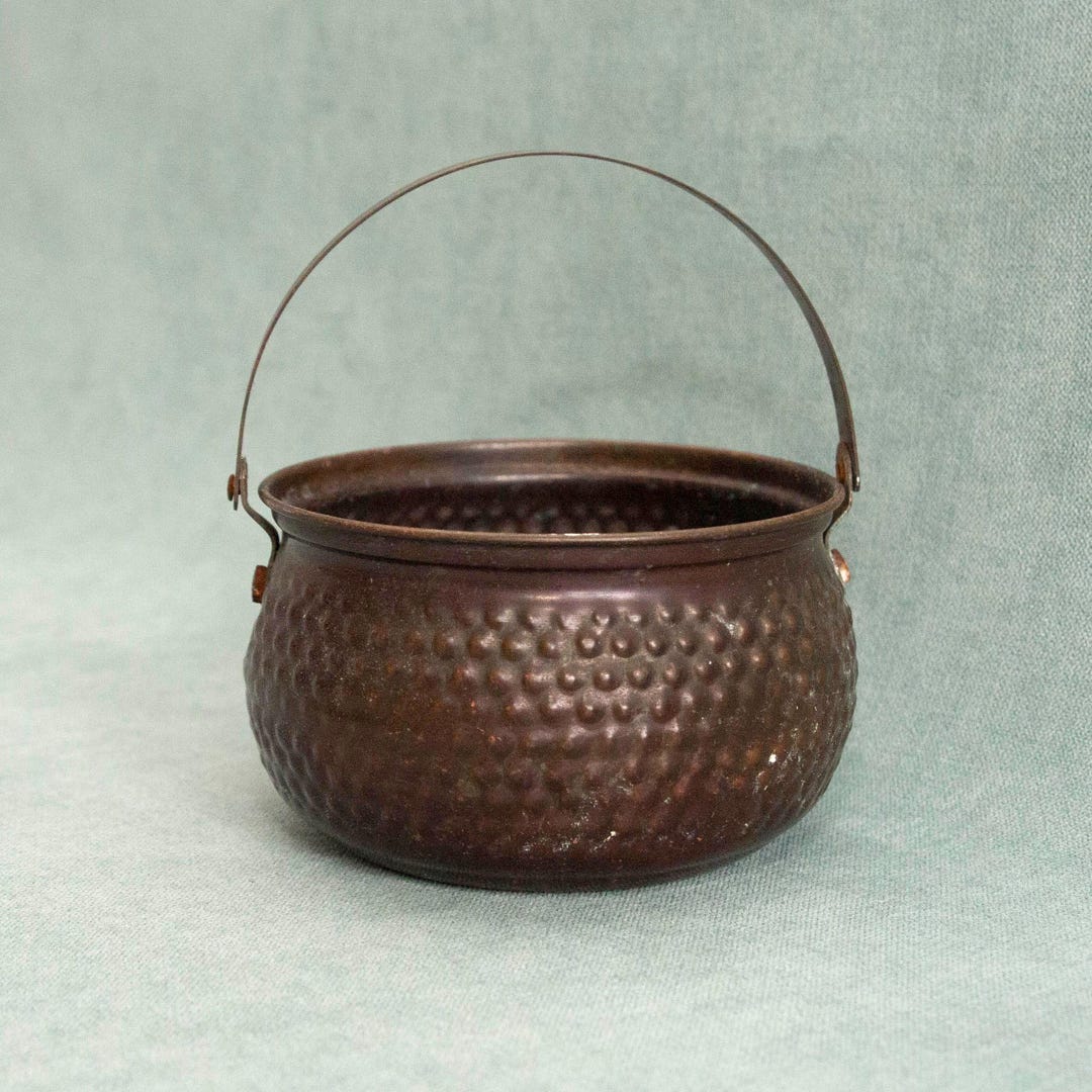 Vintage Copper Cauldron, Witch Bowl, Antique Offering Plate, Ritual ...
