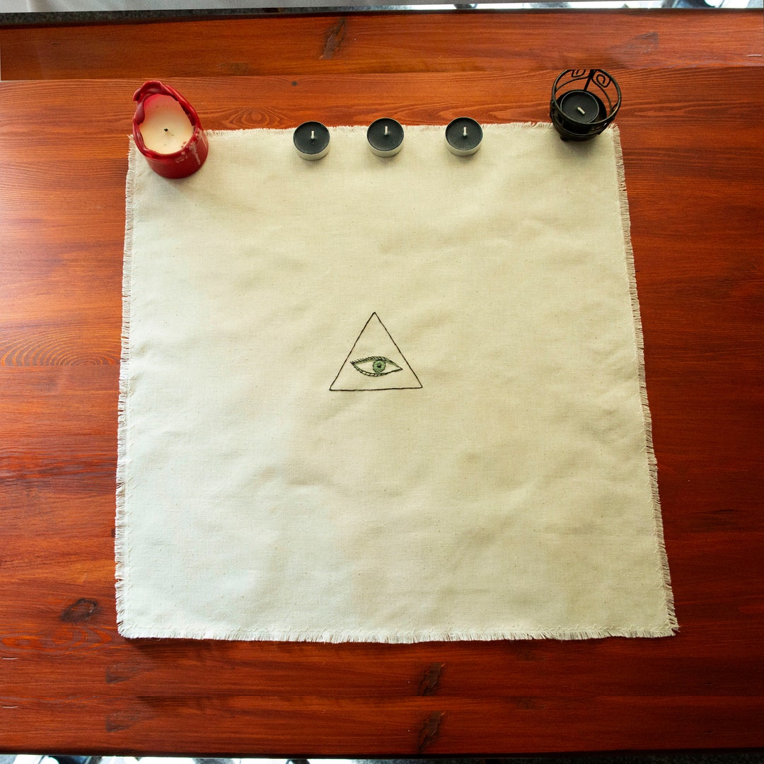 Altar Tarot Cloth, Hand Embroidered Cloth, Divination Cloth, All Seeing ...