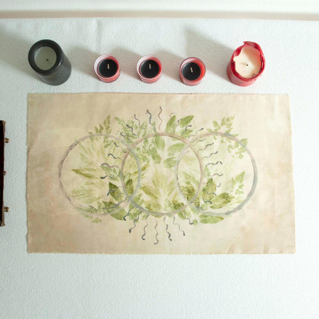 Altar Tarot Card Cloth, Eco Print, OOAK, Divination Ceremonial Cloth ...