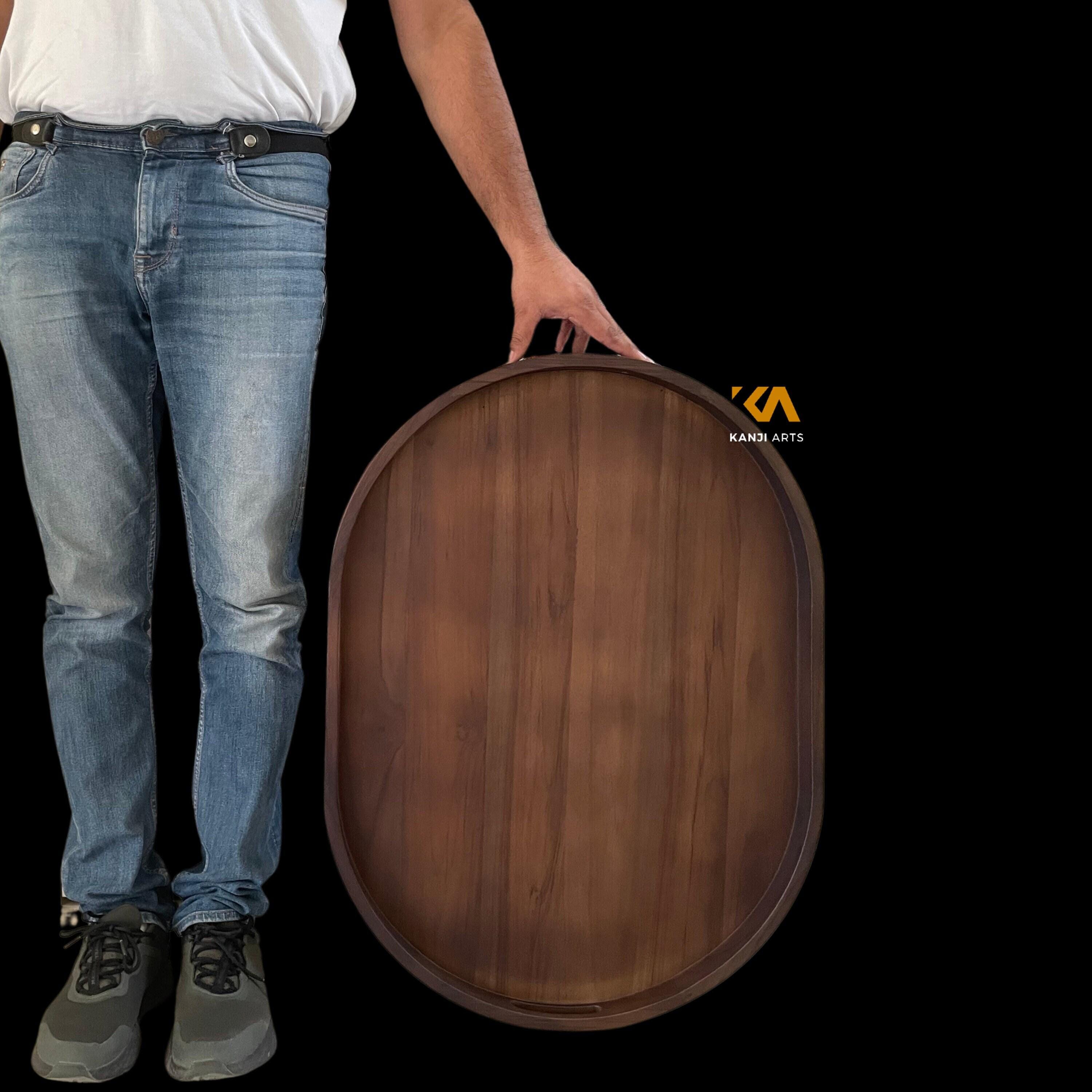 Large Oval Tray in Walnut Finish: Handmade Teak, Oval Shape, Living ...
