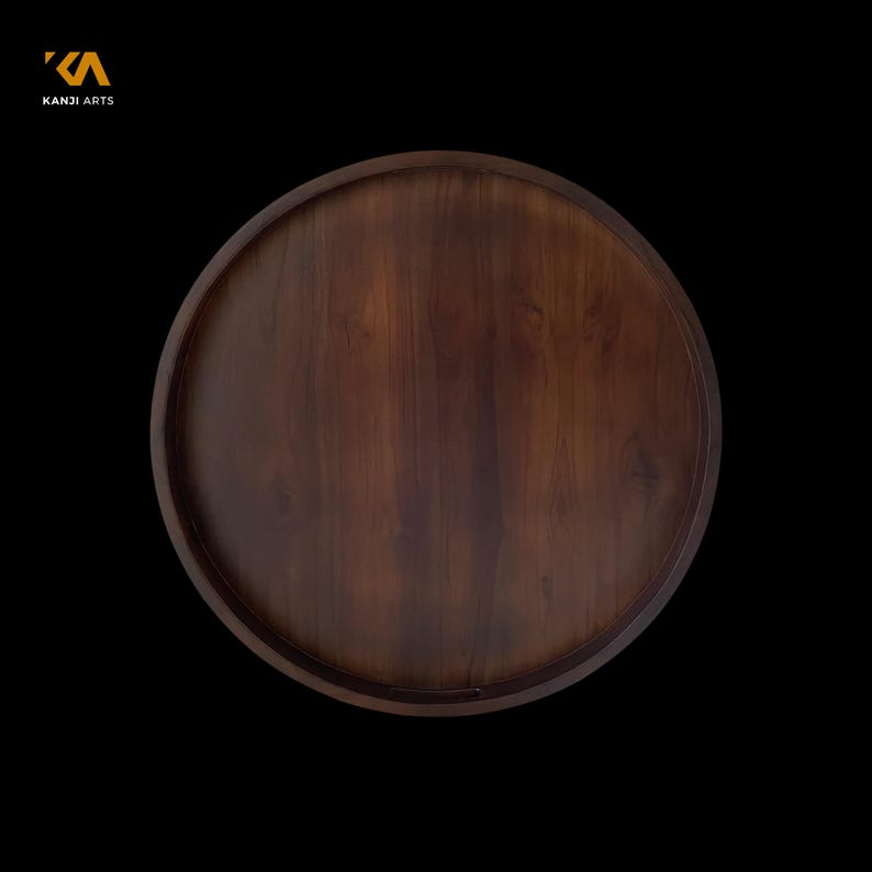Round Ottoman Tray Teak Wood: Large Farmhouse Style Decorative Accent ...