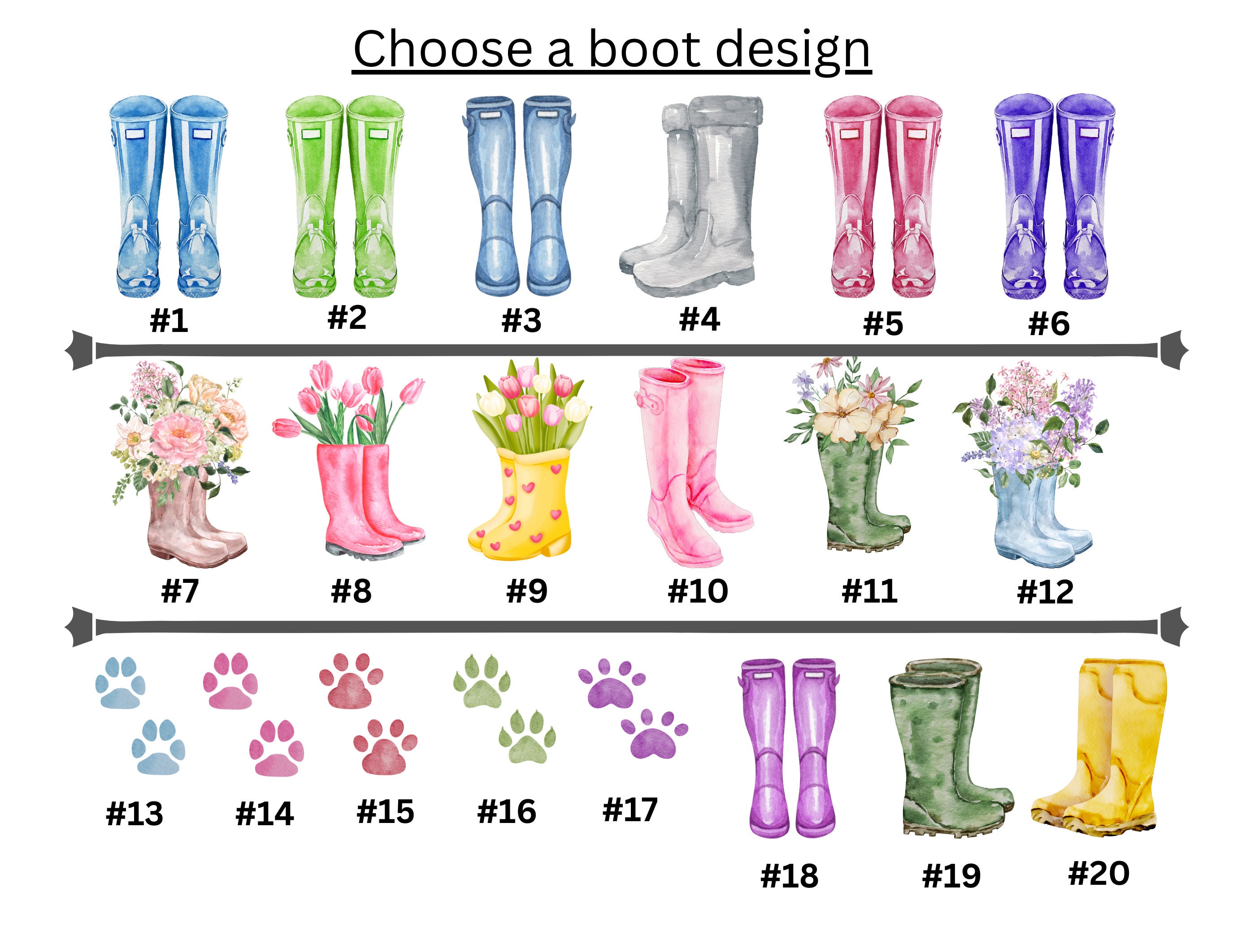 Personalized Family Rainboot Print, Family Wellie Print, Family Print ...