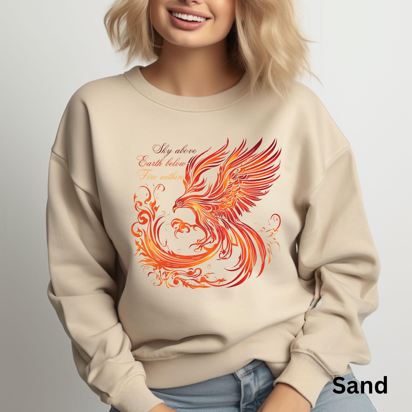Fire Phoenix Sweatshirt for Women Majestic Phoenix Graphic Sweater ...