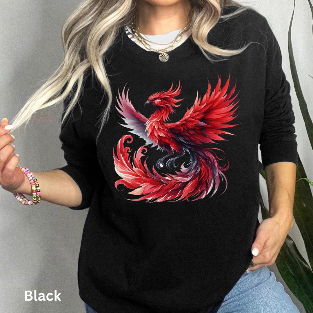 Fire Phoenix Shirt Long Sleeve Rise From the Ashes, Firebird Phoenix ...