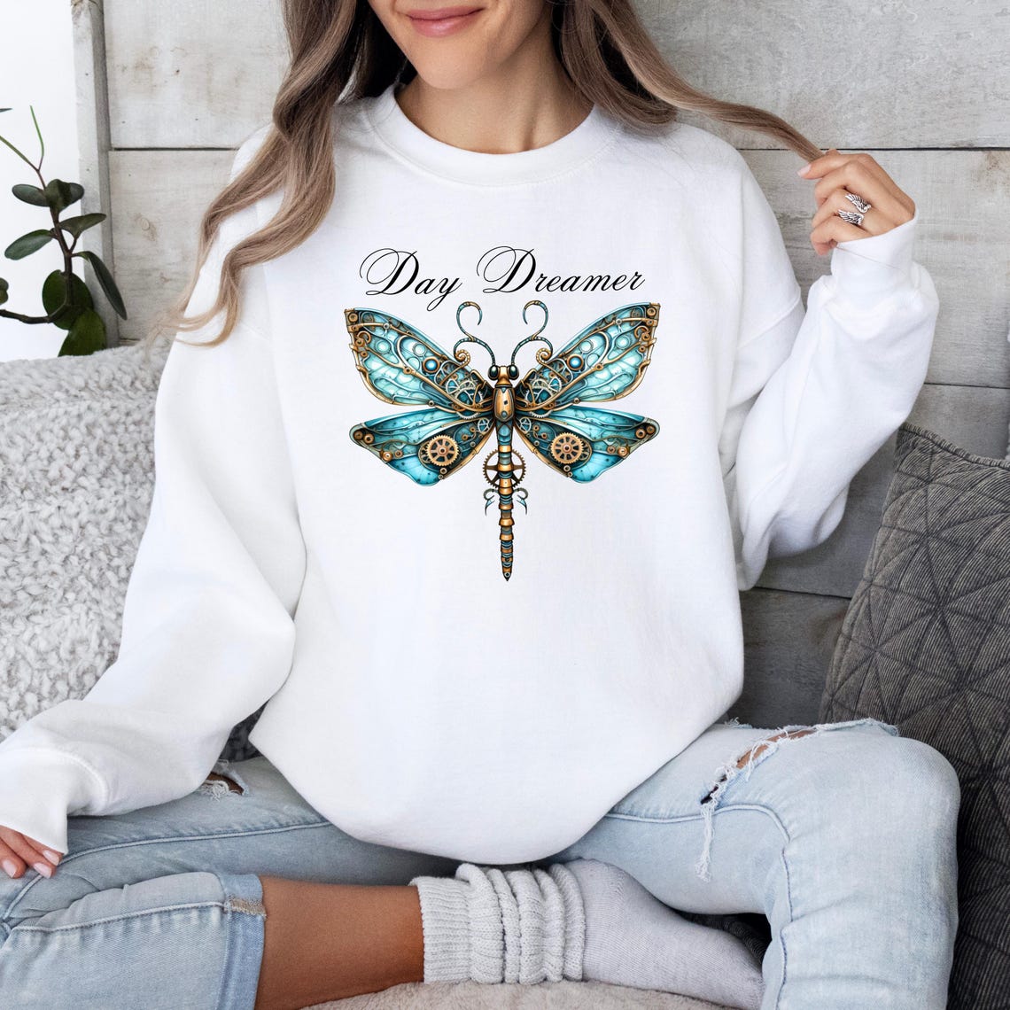 Dragonfly Shirt, Day Dreamer Steampunk Dragonfly Sweatshirt, Gift for ...