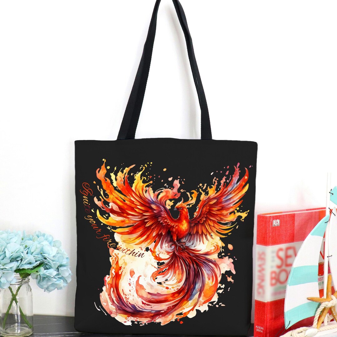 Fire Phoenix Tote Bag, Rise From the Ashes Phoenix Bird, Firebird ...