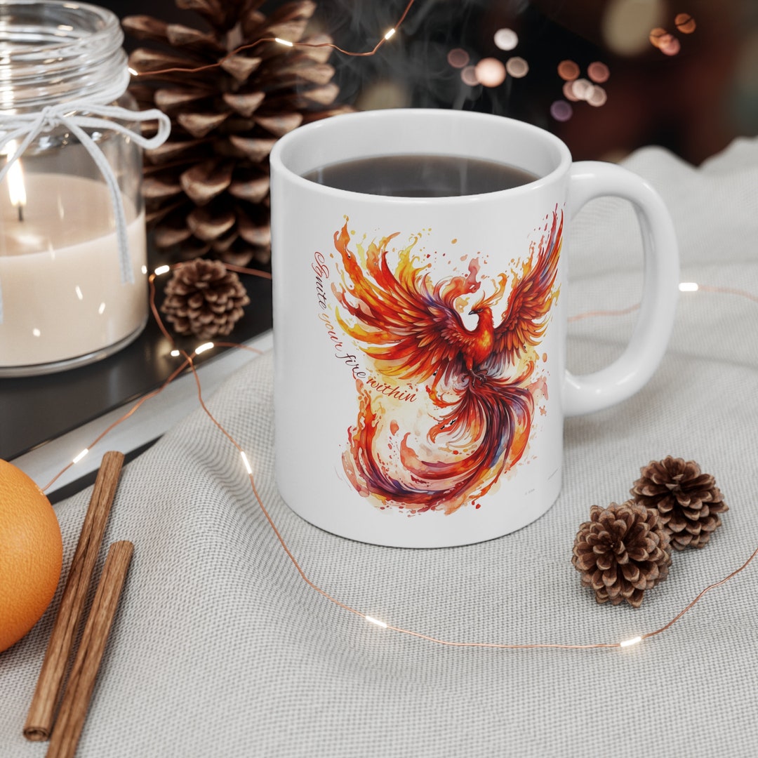 Fire Phoenix Mug, Rise From the Ashes Mug, Rebirth Inspirational ...