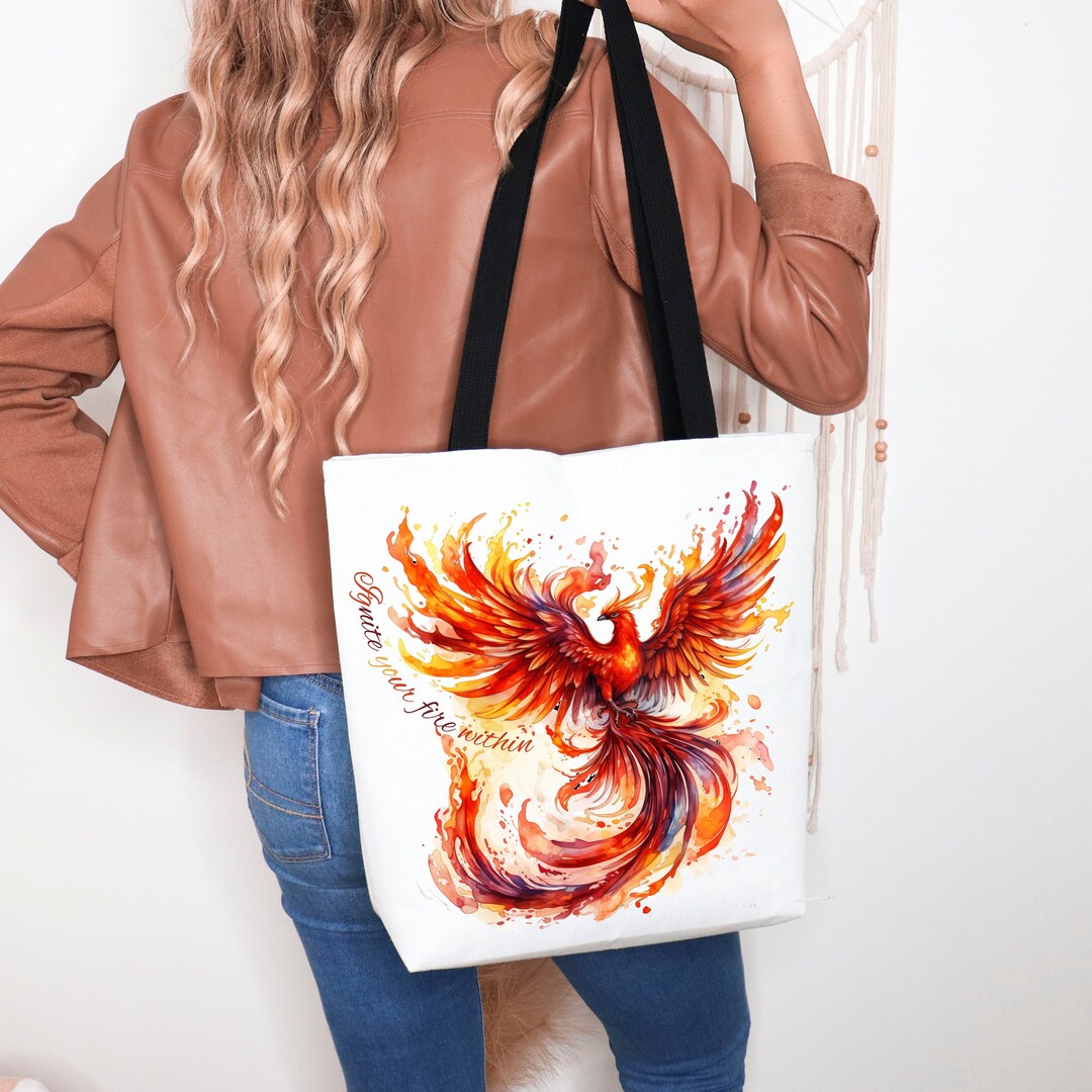 Fire Phoenix Tote Bag, Rise From the Ashes Phoenix Bird, Firebird ...