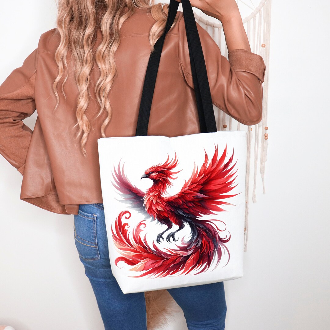 Fire Phoenix Tote Bag, Rise From the Ashes Phoenix Bird, Red Firebird ...
