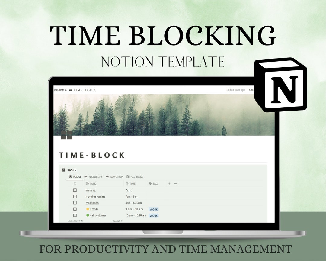 Notion Template for Time Blocking and Time Manageme - Etsy