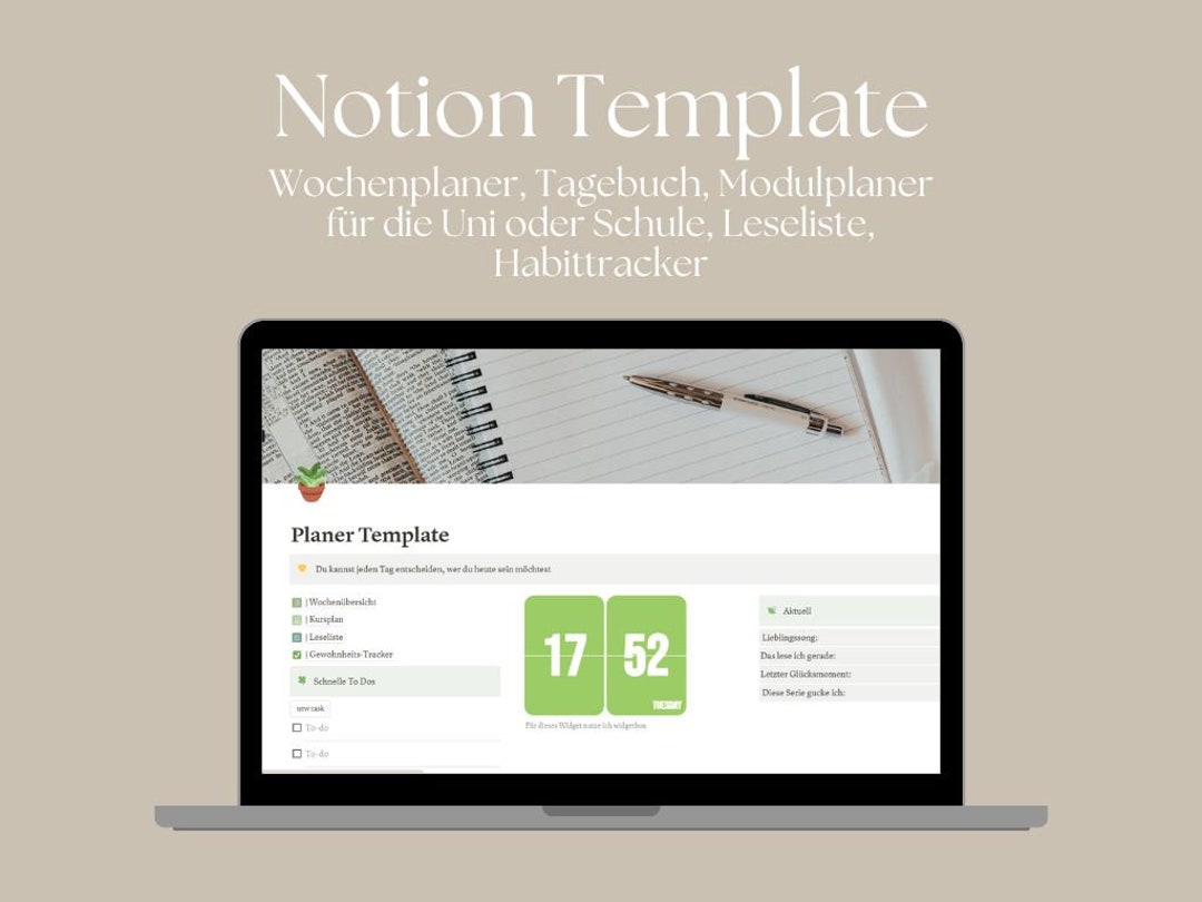 Notion Template German Monthly Plan Uniplan Diary Habit - Etsy