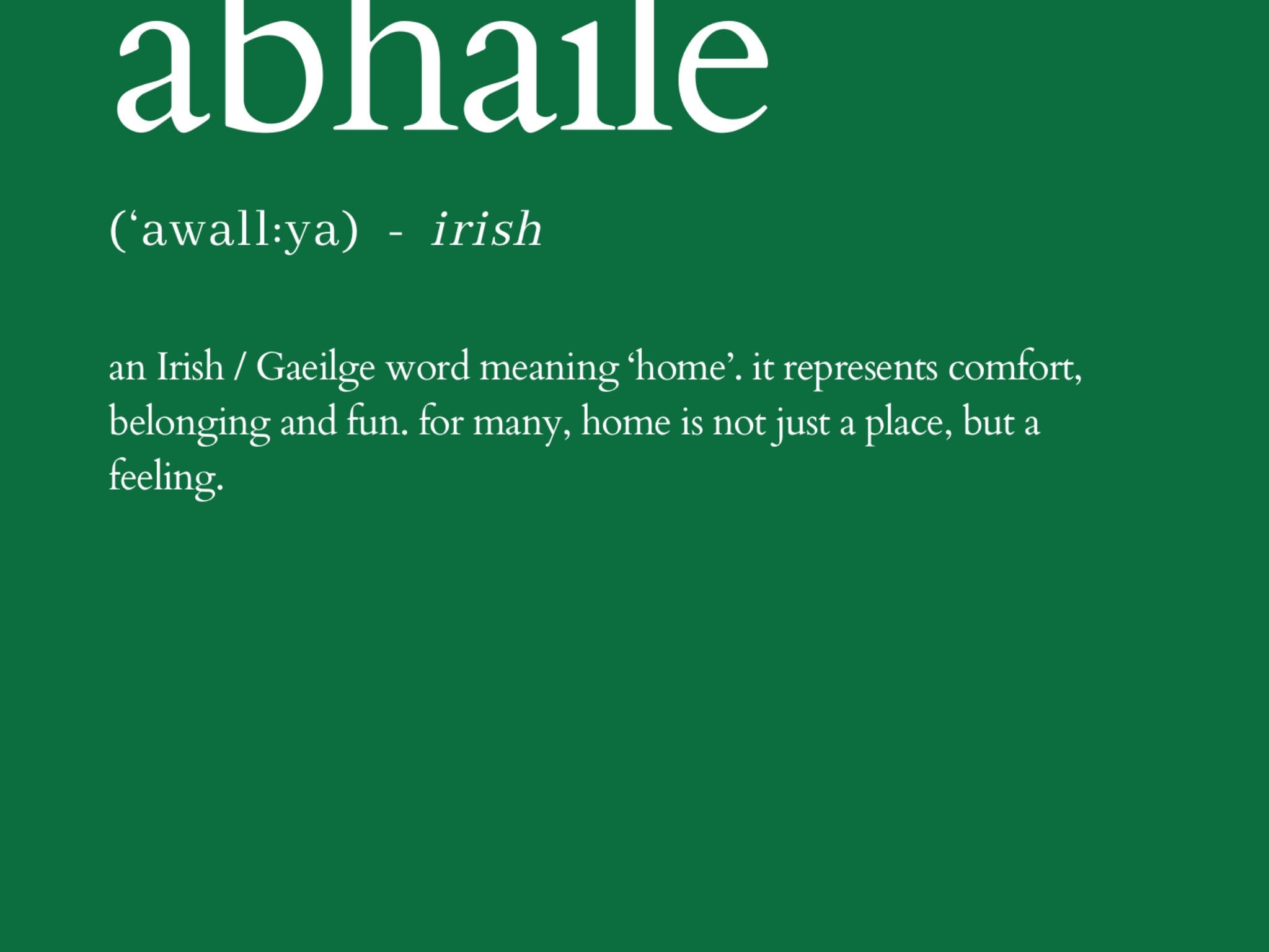 Abhaile Home Irish Definition Printable Wall Art Poster A2 A3 A4 A5 6x4 ...