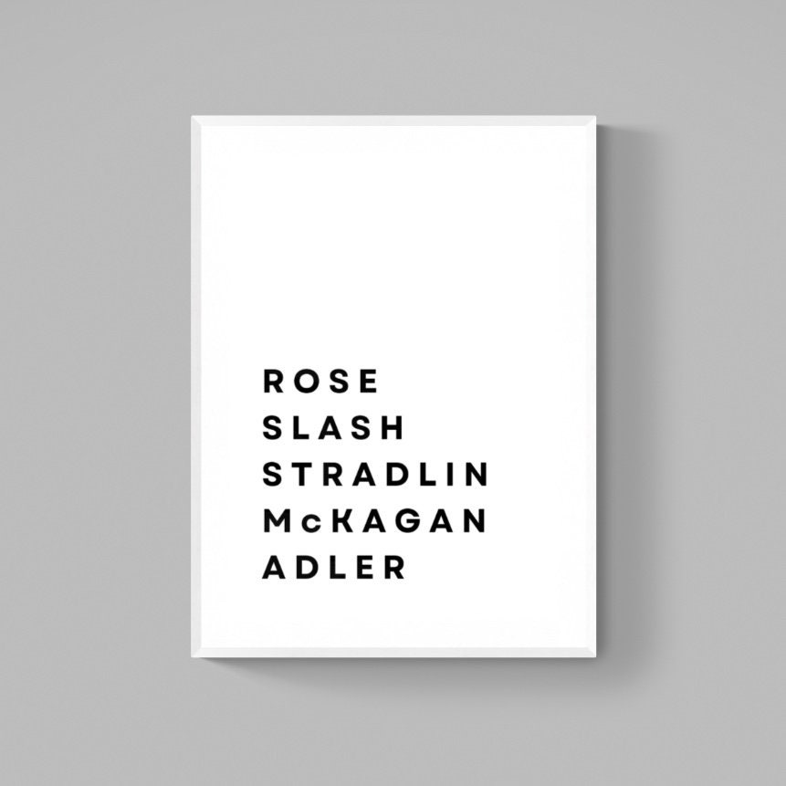 Guns 'N' Roses Line up Band Members Poster Print Printable Wall Art A1 ...