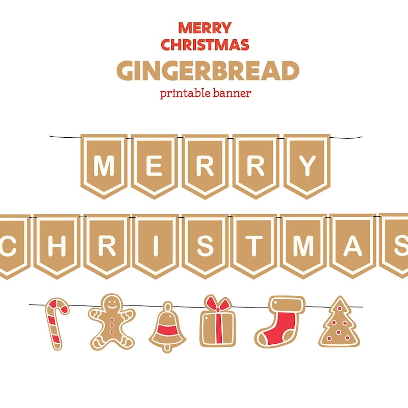 Gingerbread Banner Pdf - Etsy