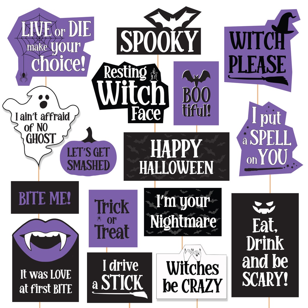 Halloween Party Photo Booth Props Horror Movie Props Spooky Party Happy ...