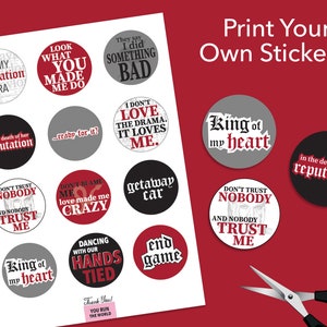 Printable Taylor Swift Stickers the Eras Tour Reputation Stickers ...