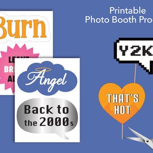 2000s Party Photo Booth Props Printable Y2K Party Photo Props Back to ...