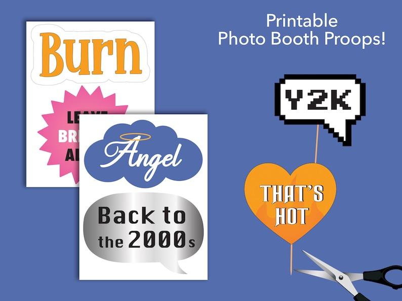 2000s Party Photo Booth Props Printable Y2K Party Photo Props Back to ...