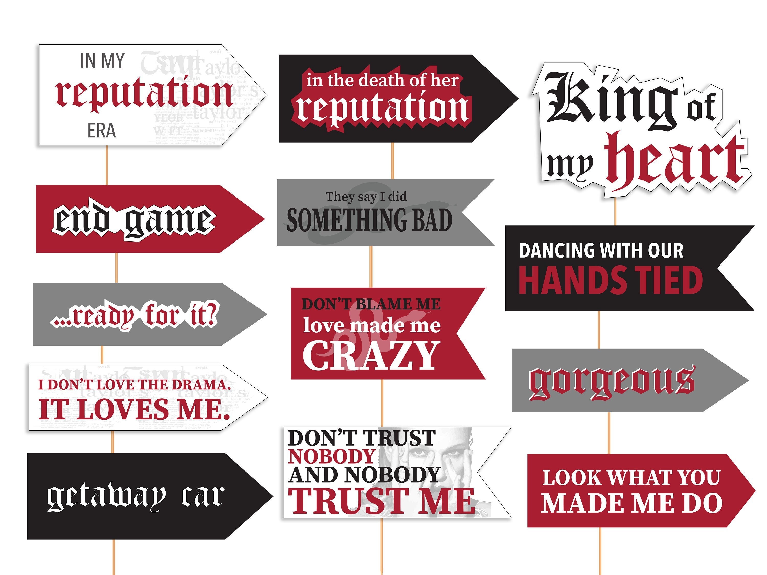 Printable Taylor Swift Reputation Party Photo Booth Props - Etsy Ireland