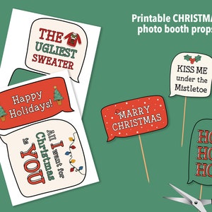 Funny Christmas Photo Booth Props: Holiday Party Decorations (PDF) - Etsy