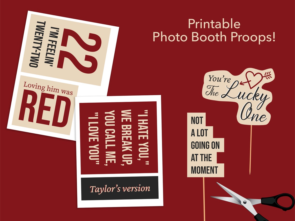 Taylor Swift Eras Photo Booth Props Printable Taylor Swift RED Era ...