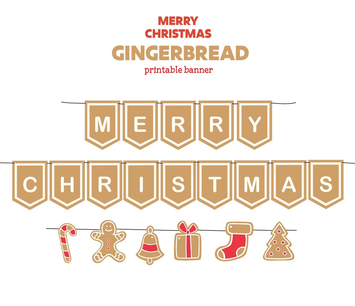 Christmas Gingerbread Banner: Printable Holiday Bunting (PDF) - Etsy