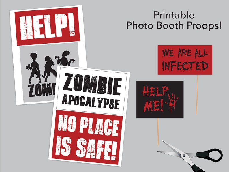 Zombie Party Photo Booth Props: Halloween Horror Party Decor (PDF) - Etsy