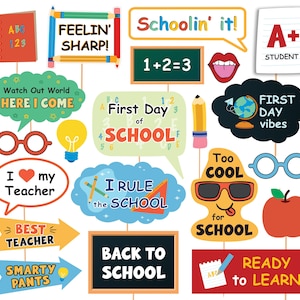 Back to School Photo Booth Props: Printable Classroom Decor (PDF ...