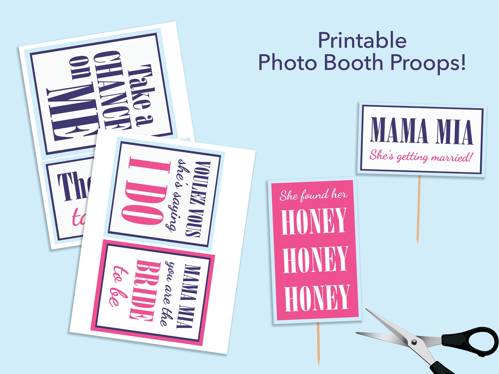 Mama Mia Bachelorette Party Photo Booth Props, Mamamia Bridal Shower ...