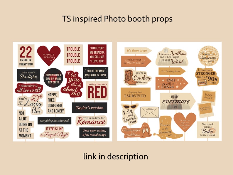Printable Taylor Swift Folklore Photo Booth Props Taylor Swift Party ...