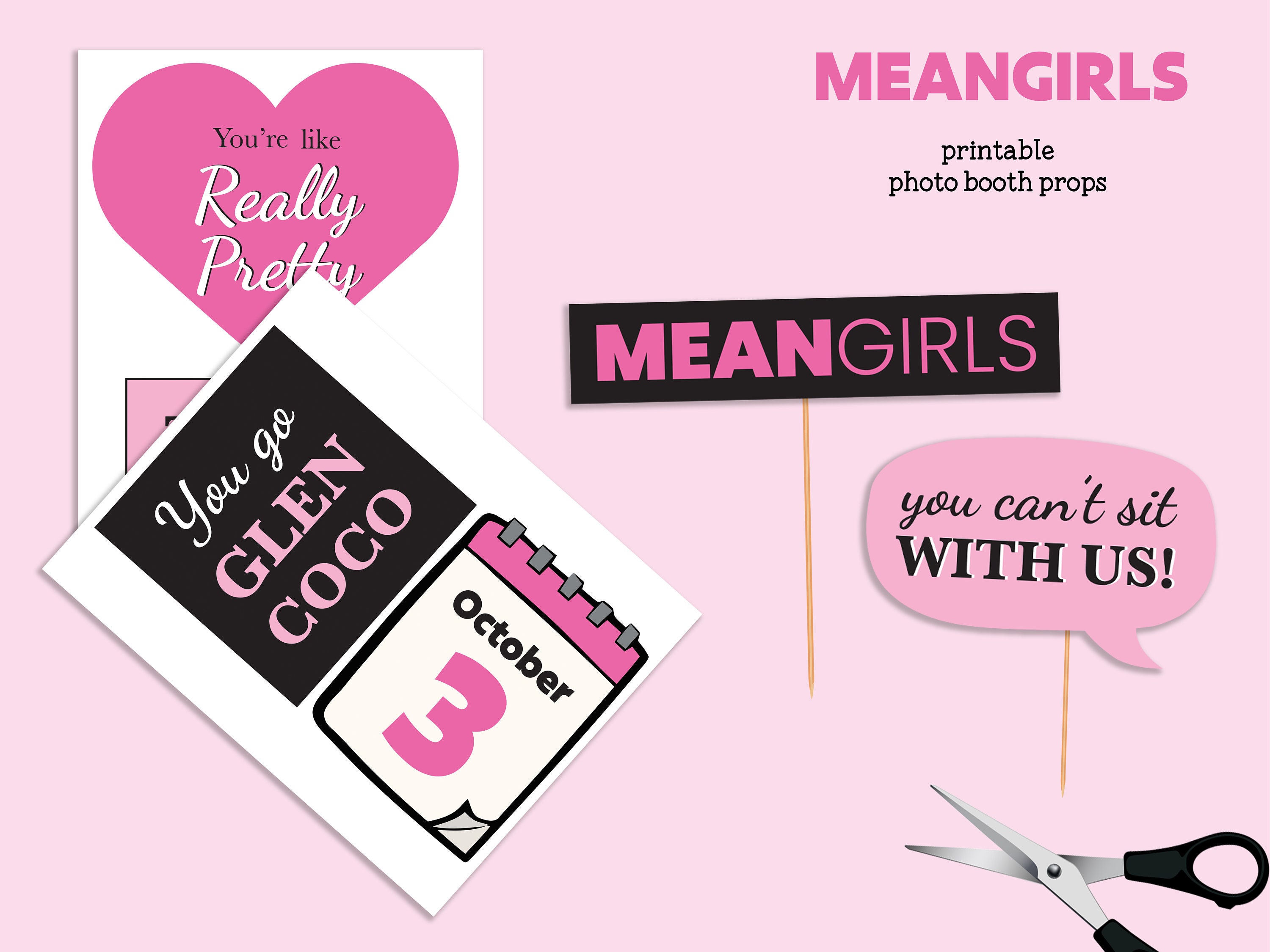 Mean Girls Party Photo Booth Props The Plastics Party Decor Mean Girls Photo Props Printable
