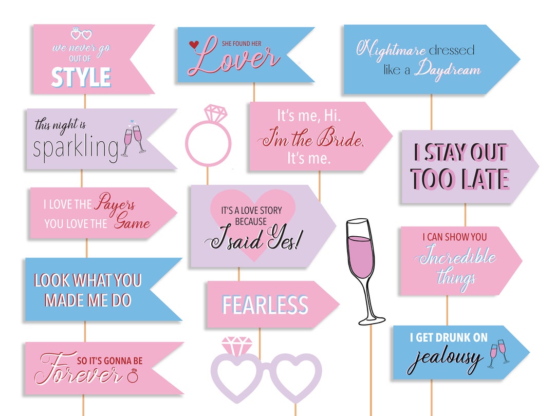 Taylor Swift Bachelorette Party Photo Booth Props, Swiftie Bridal ...