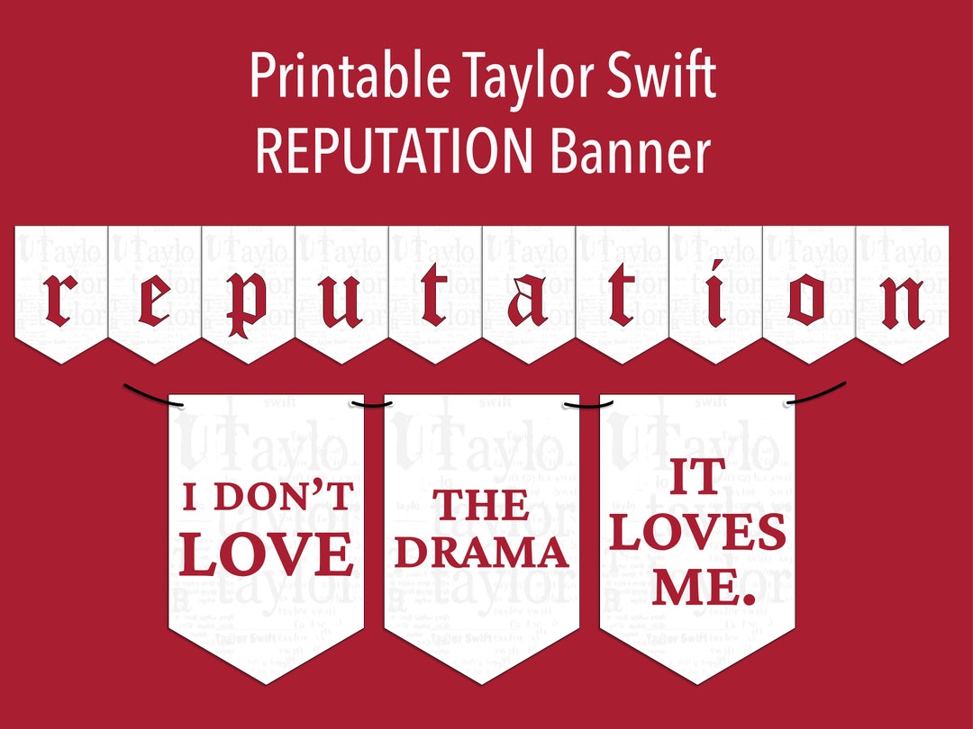 Printable Taylor Swift REPUTATION Banner, Taylor Swift Party ...