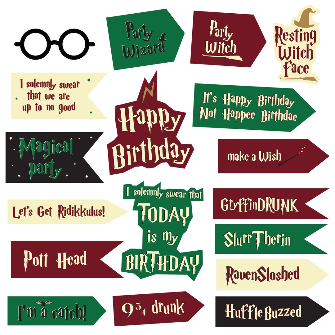 Wizard Birthday Photo Booth Props: Magic Party Decorations (PDF) - Etsy