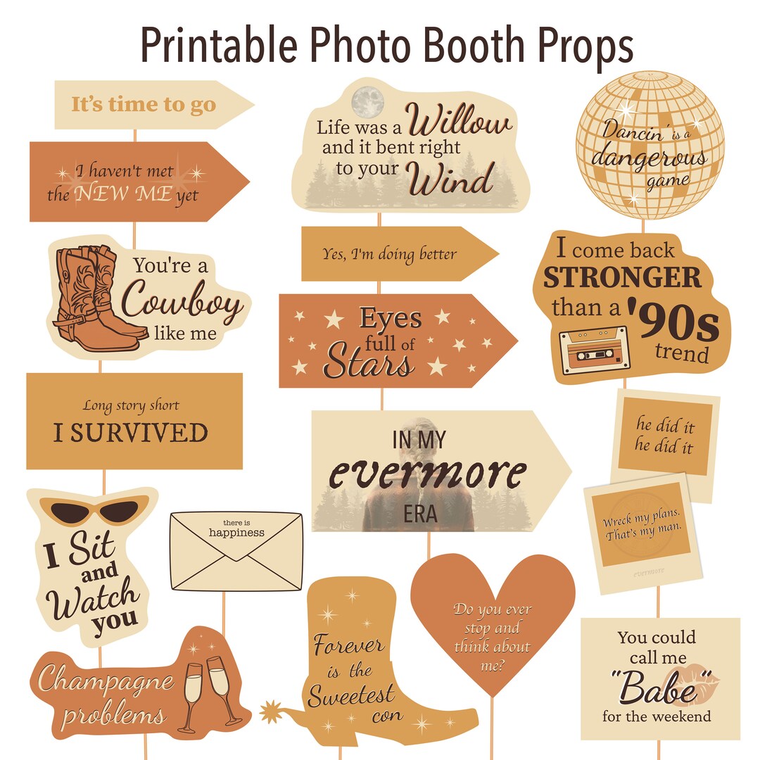 Taylor Swift EVERMORE Party Photo Booth Props Taylor's Version Party ...