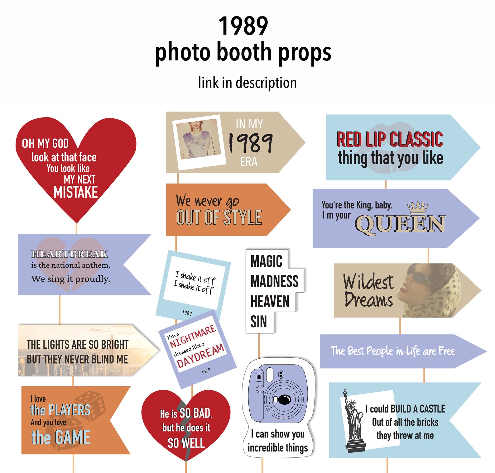 Printable Taylor Swift Folklore Photo Booth Props Taylor Swift - Etsy