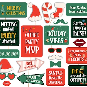 Office Christmas Party Photo Booth Props, Funny Work Quotes (printable ...