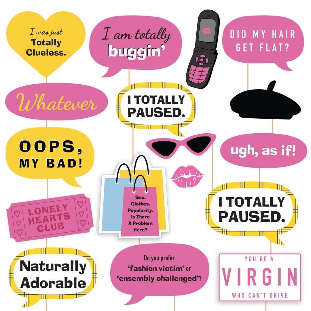 Clueless Photo Booth Props, Printable Movie Inspired Decor, Clueless ...