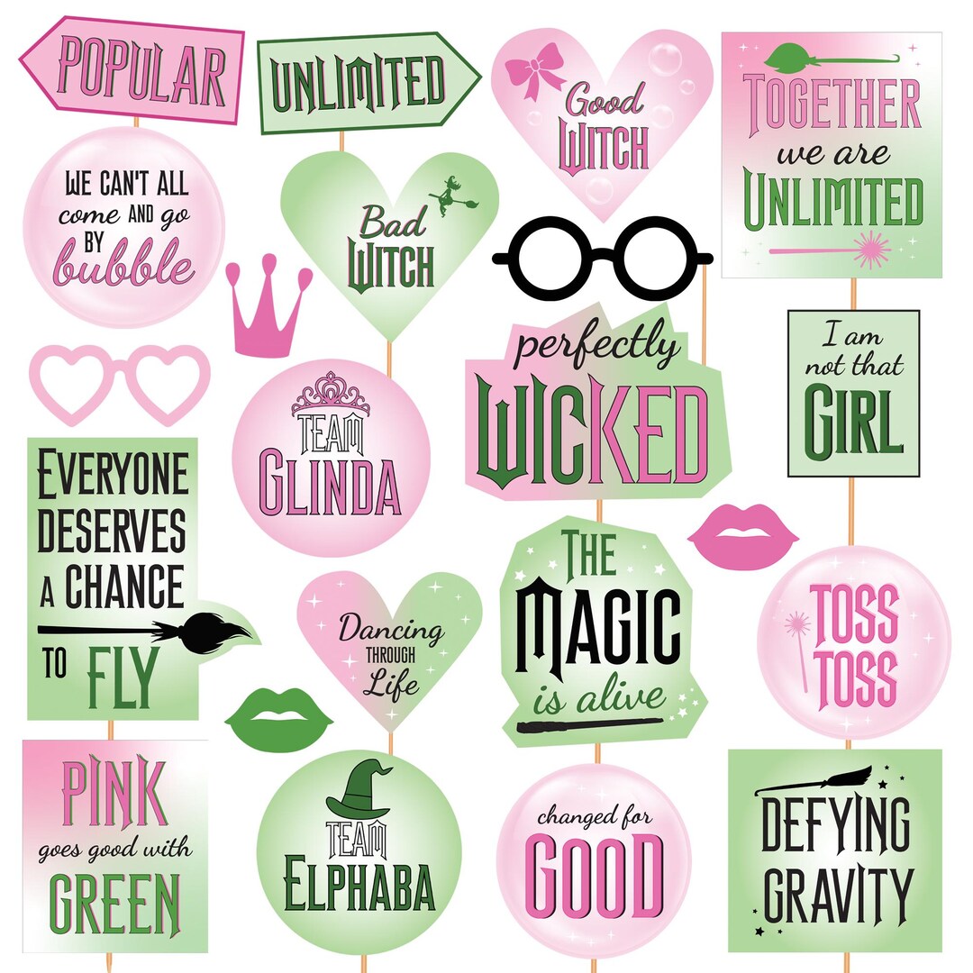Witch Party Photo Booth Props Green and Pink Party Good Witch and ...
