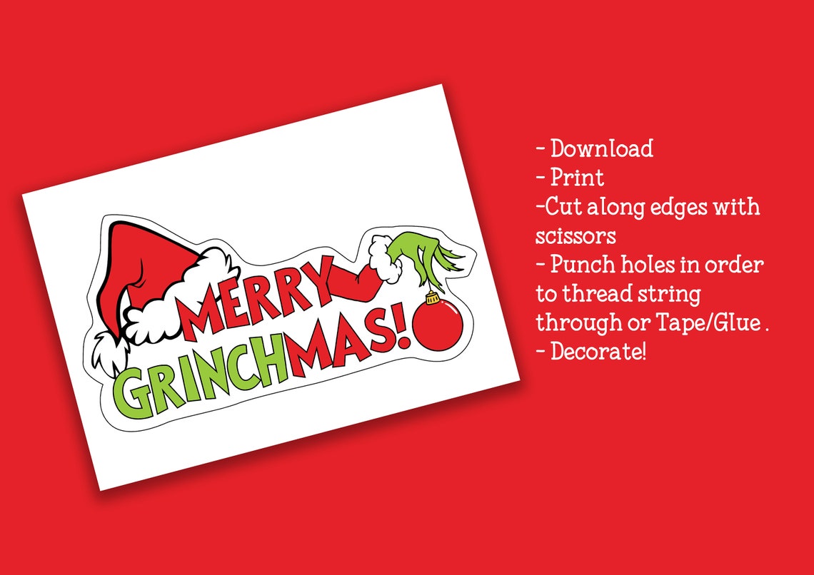 Printable Grinch Christmas Decorations Grinch Door Decor Merry ...